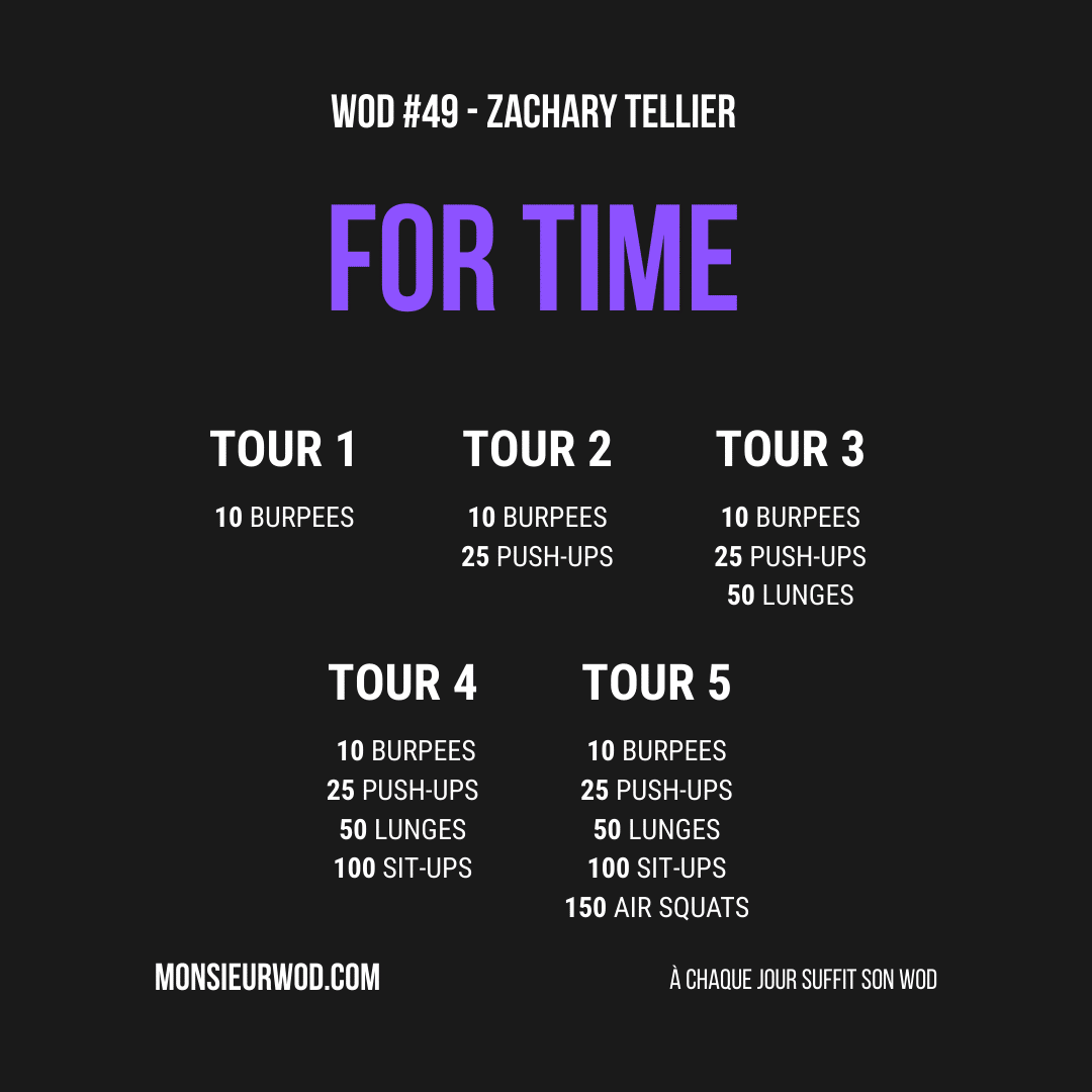 WOD #49 - Zachary Tellier | Un entraînement complet sans matériel
